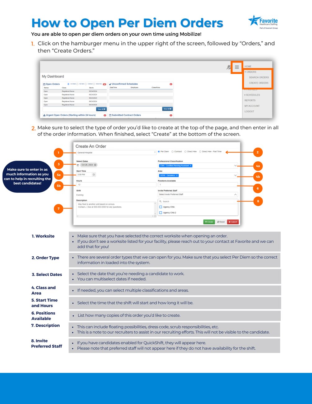 How to Open Per Diem Orders